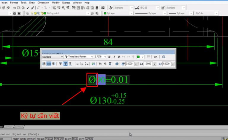 Ký hiệu phi trong cad, cách viết ký tự phi nhanh trong autocad