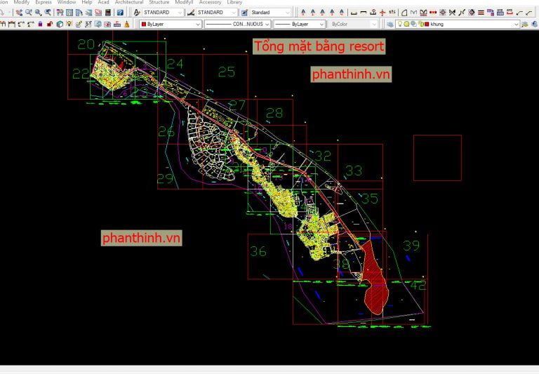 File cad resort đầy đủ, thư viện cad khách sạn resort.