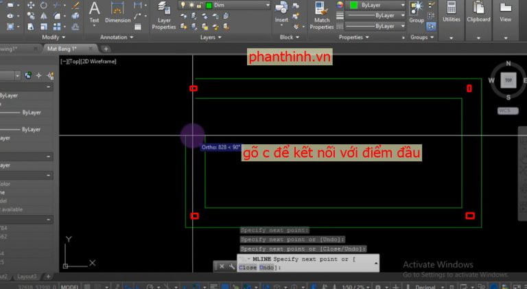 Lệnh ML trong cad, dùng lệnh Mline vẽ đường thẳng song song trong cad
