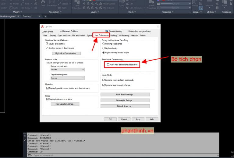 Lệnh khóa dim trong cad, cách khắc phục lỗi nhảy dim có kèm video