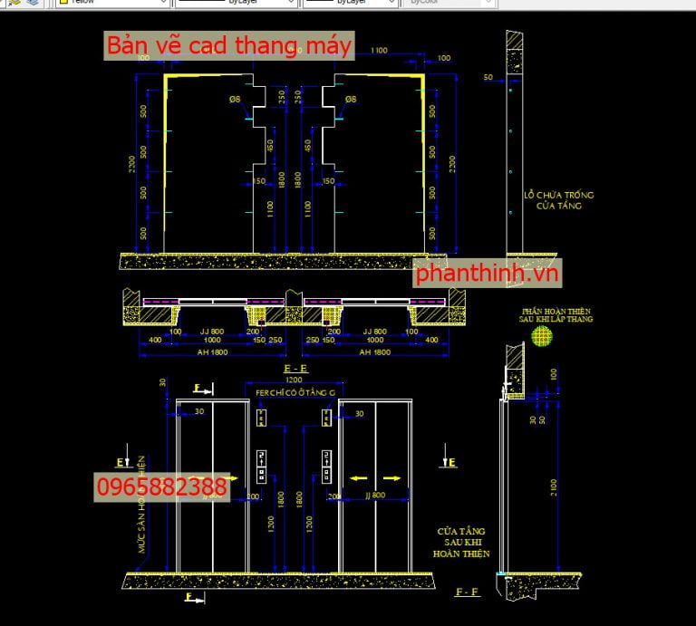 30+ Bản vẽ cad thang máy, thiết kế thang máy thông số đầy đủ
