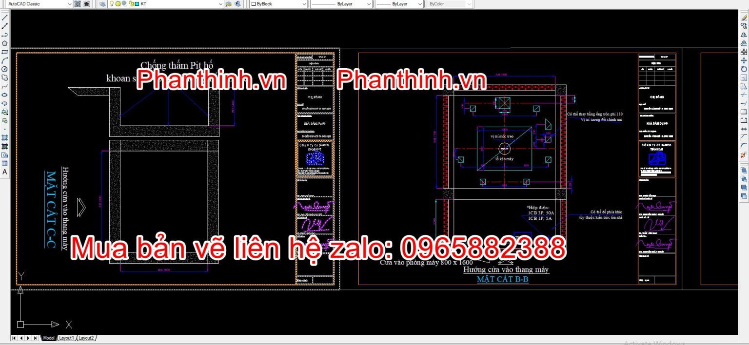 30+ Bản vẽ cad thang máy, thiết kế thang máy thông số đầy đủ