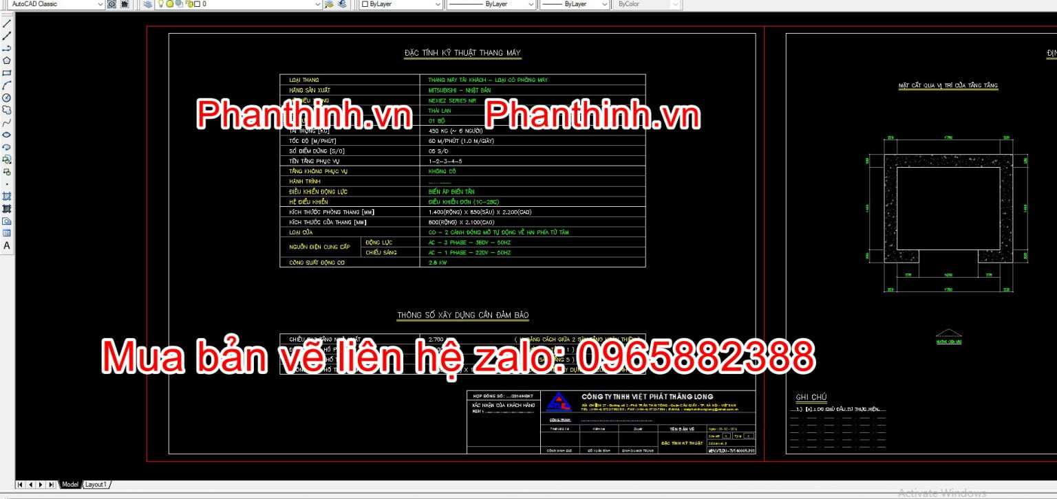 30+ Bản vẽ cad thang máy, thiết kế thang máy thông số đầy đủ