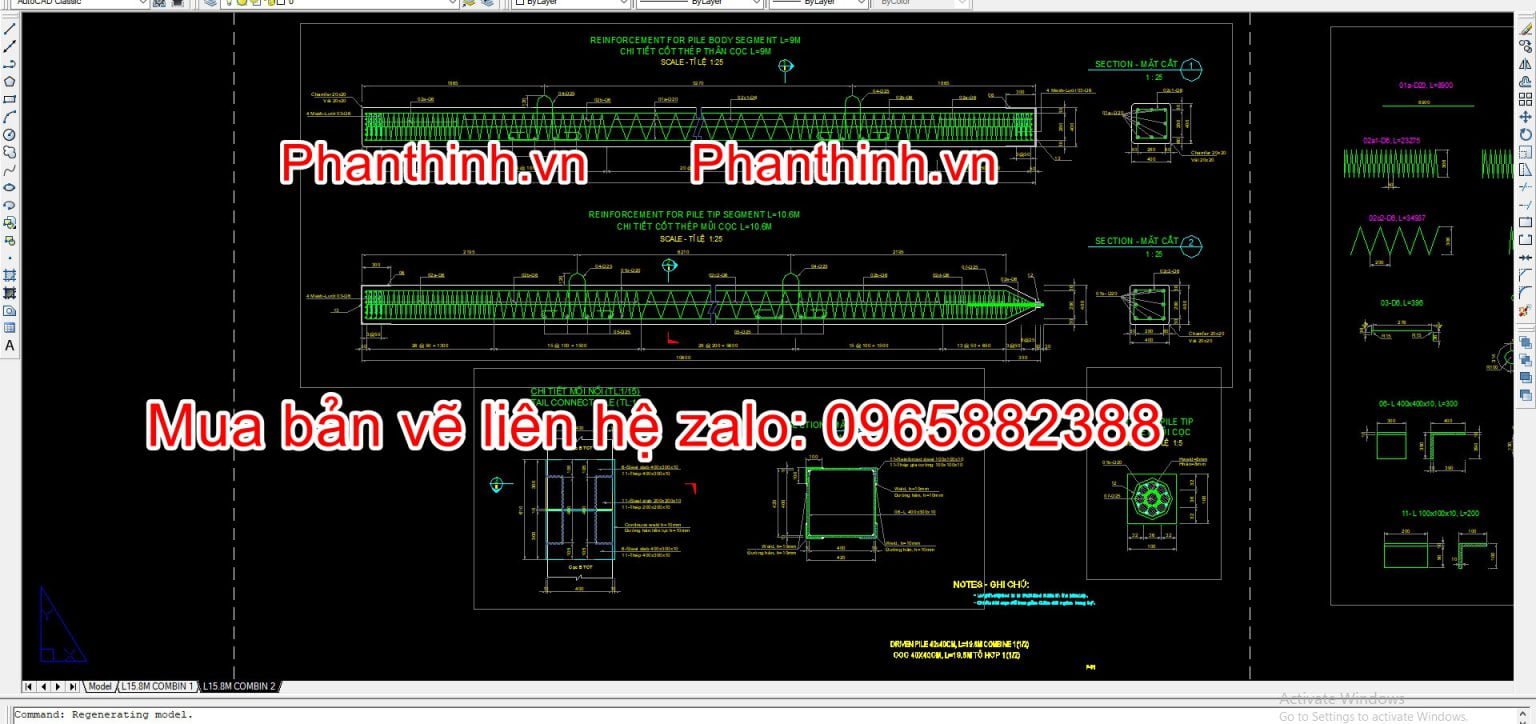 Tải bản vẽ thiết kế cọc bê tông - cọc ép 400x400 chi tiết autocad