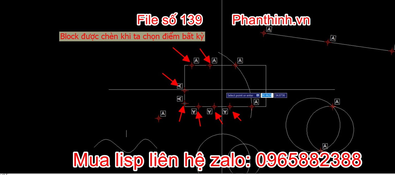 Lisp autocad chèn block, rải block hàng loạt trên đường dẫn bất kỳ