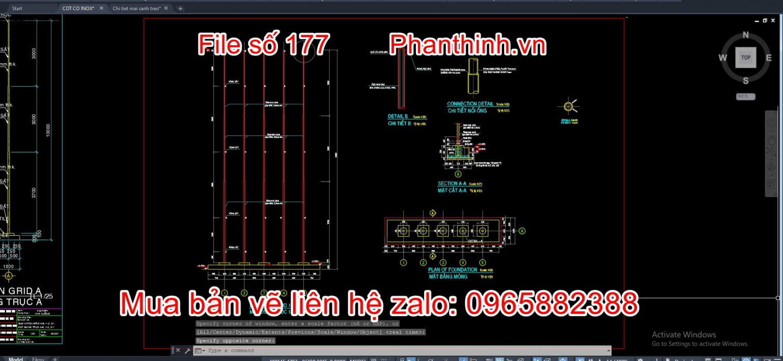 Bản vẽ thiết kế cột cờ Inox autocad đẹp