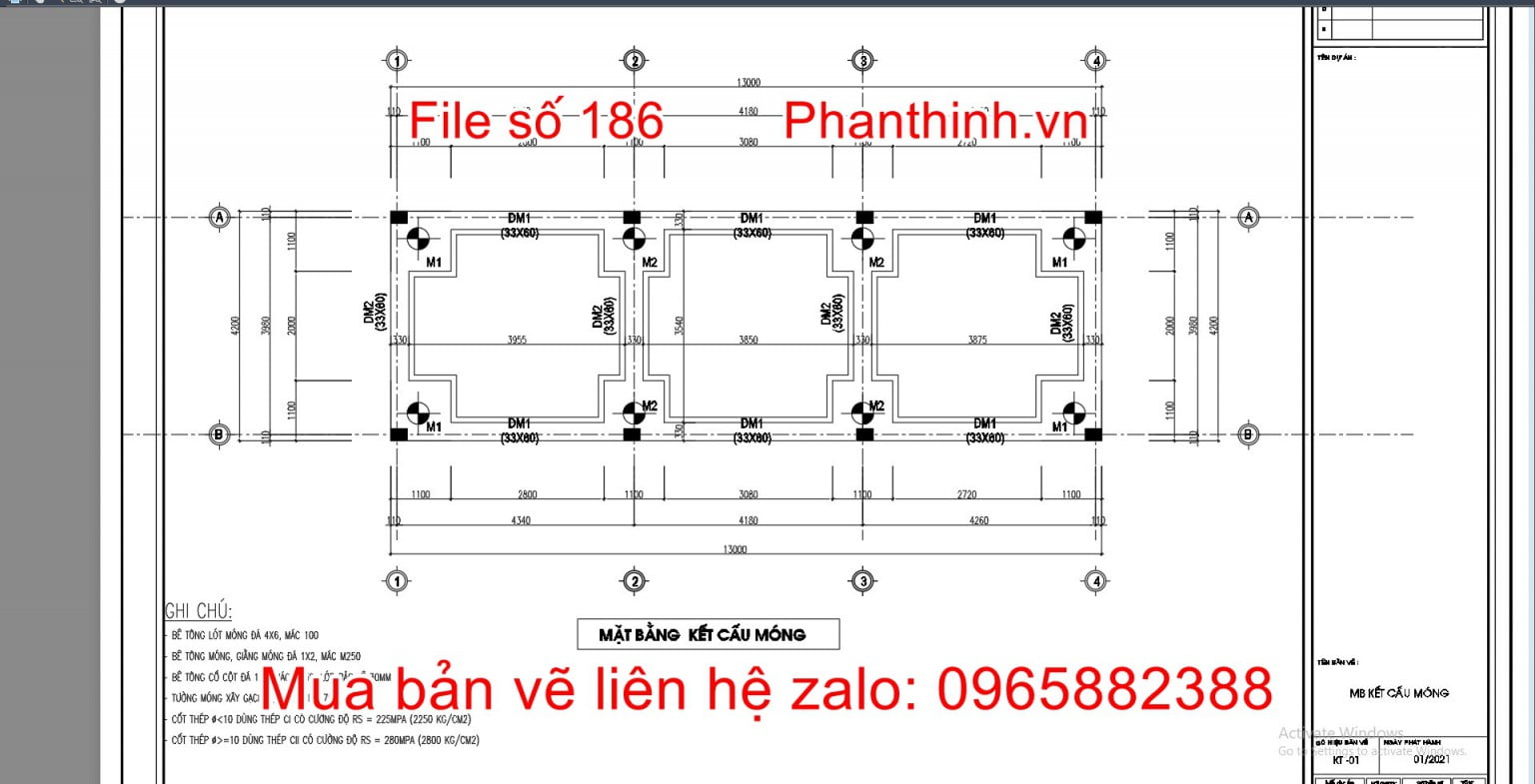 Mat Bang Mong Ban Ve Autocad Nha 4,2mx13m - Hình ảnh số 14757