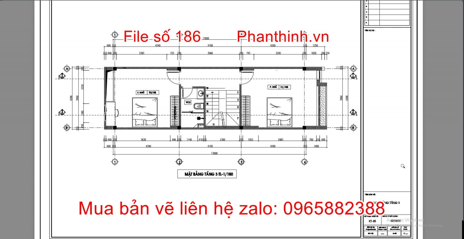Mat Bang Tai Tang 3 File Thiet Ke Nha Pho Mat Tien 4,2m - Hình ảnh số 14753