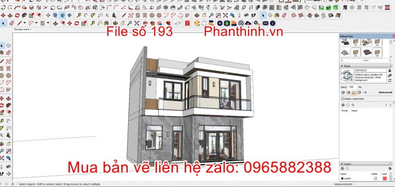 3d Sketchup File Cad Nha Pho Mat Tien 8,2m - Hình ảnh số 14945