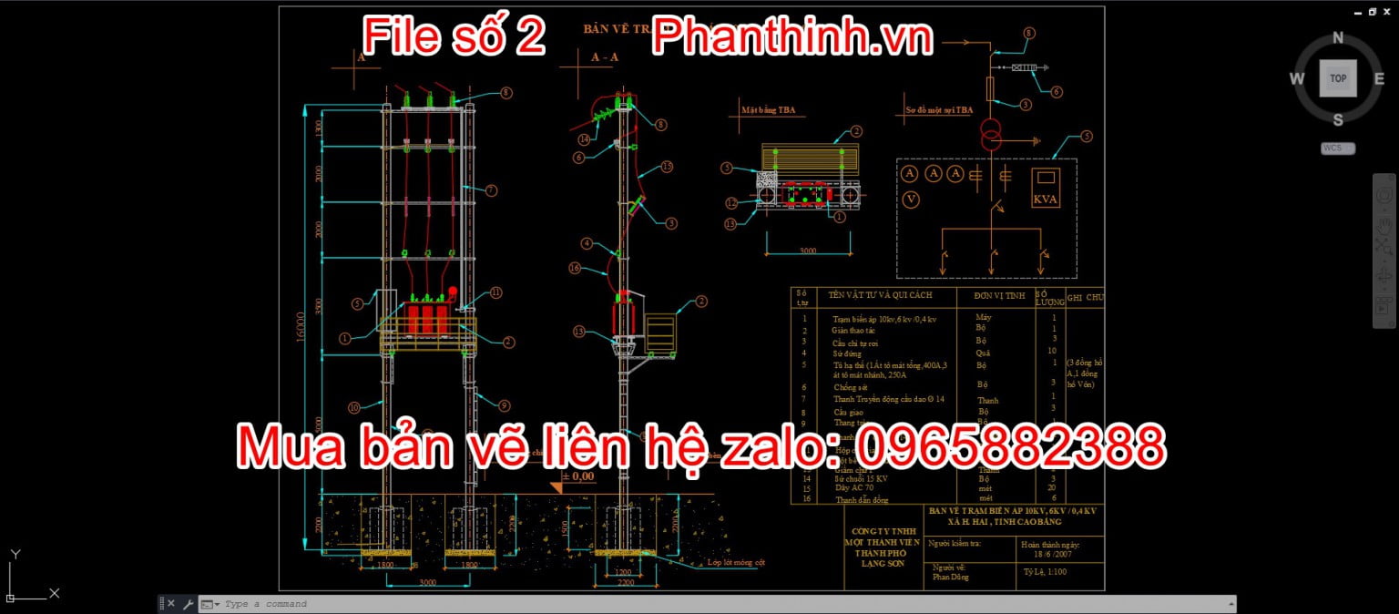 Ban Ve Tram Bien Ap Dien 10kv Autocad 17138 - Hình ảnh số 17138