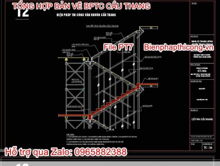 14+ Bản vẽ biện pháp thi công ván khuôn cầu thang cad