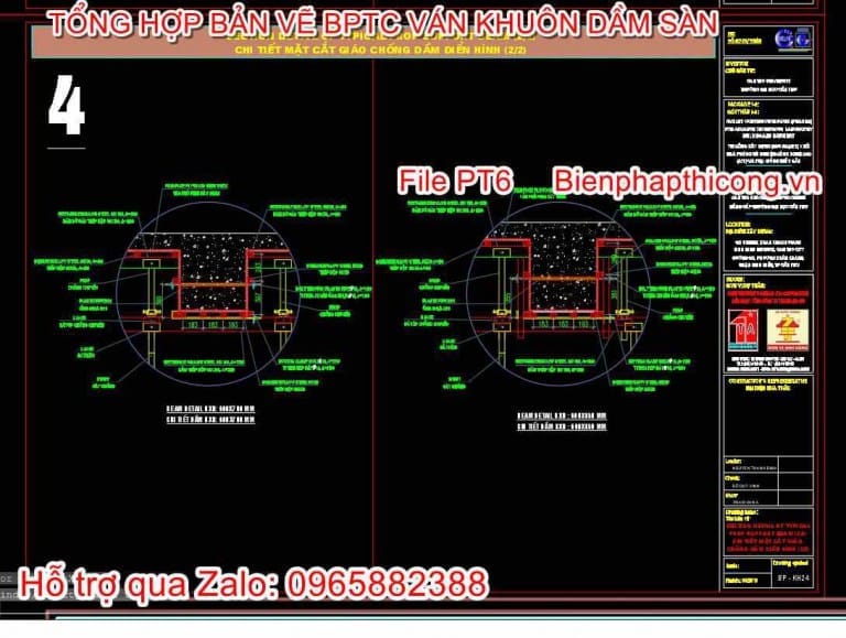 45+ Bản vẽ biện pháp thi công mặt cắt cốp pha dầm sàn cad